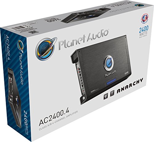Planet Audio AC2400.4 Anarchy Series Car Audio Amplifier - 2400 High Output, 4 Channel, Class A/B, High/Low Level Inputs, High/Low Pass Crossover, Bridgeable, Full Range, For Stereo and Subwoofer