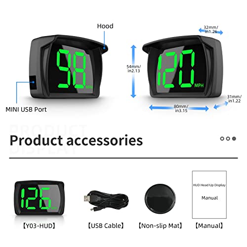 AWOLIMEI Car Hud GPS Speedometer,Head Up Display for Cars with Speed、Mph,USB Plug and Play,Suitable for All Car