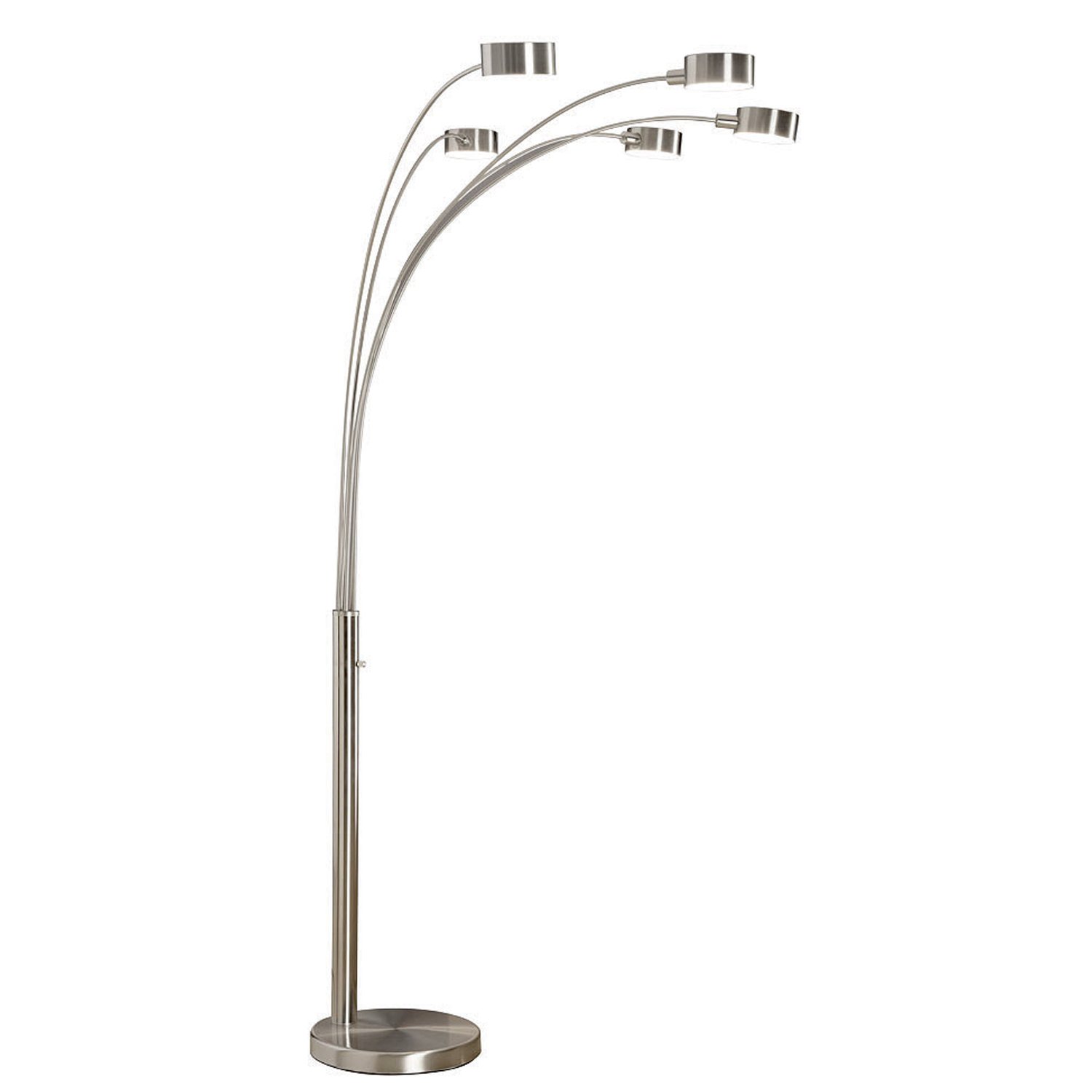 Artiva USA ‘Micah’ Modern 88-Inch, 5 Arch Arched, Dimmer Function, Heavy-Duty Base, 360 Degree Rotatable Shades, Brushed Steel Floor Lamp, Bulbs Incl.