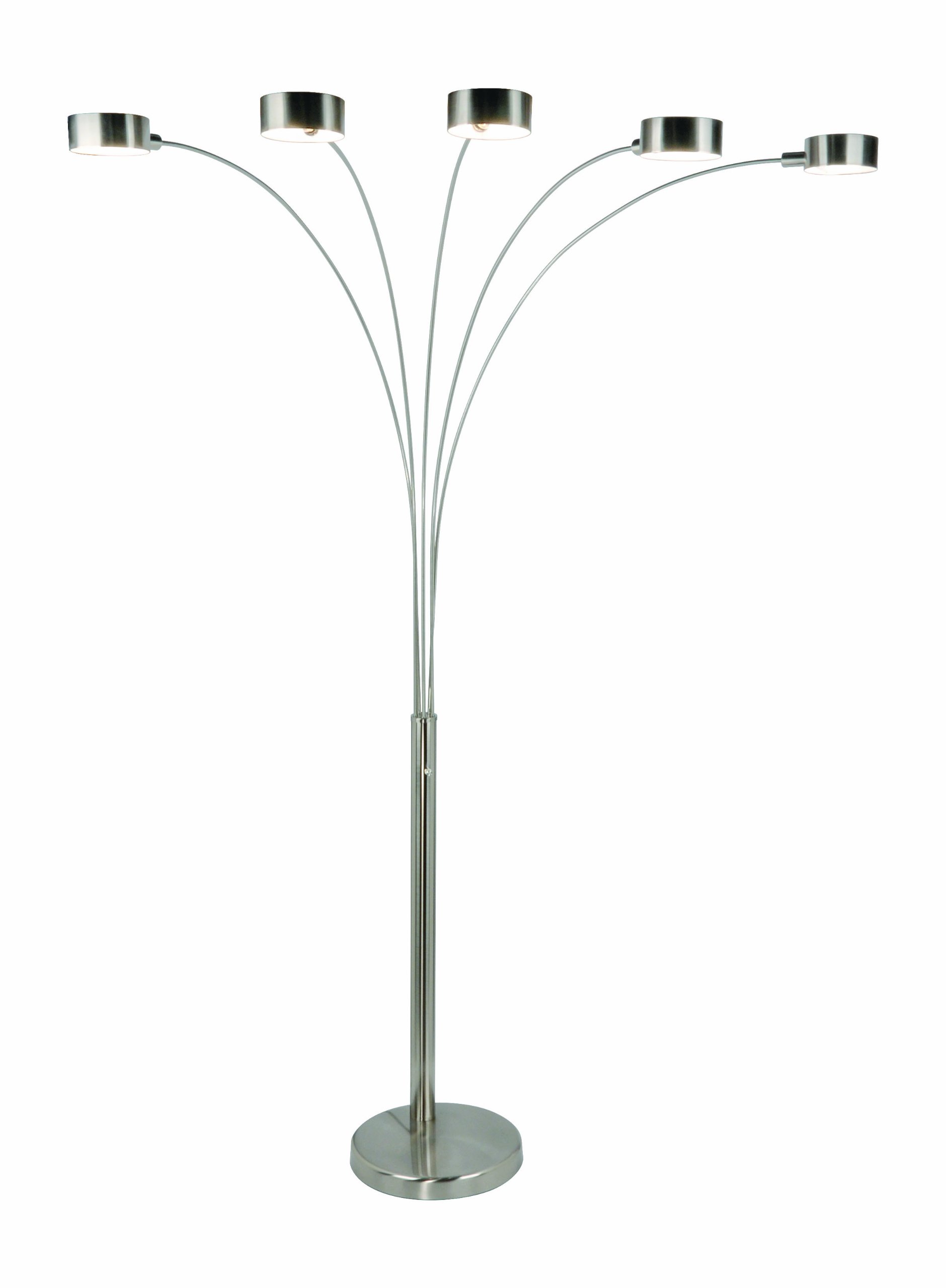 Artiva USA ‘Micah’ Modern 88-Inch, 5 Arch Arched, Dimmer Function, Heavy-Duty Base, 360 Degree Rotatable Shades, Brushed Steel Floor Lamp, Bulbs Incl.