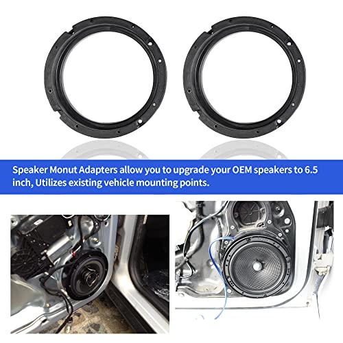 RED WOLF Car Door Speaker Adapter Bracket 6.5 Inch Fit VW Volkswagen Passat Golf/Jetta/Beetle1999-2019, Porsche 2000-2006, Skoda 2005-2013 Install Aftermarket Speaker Adapter Spacer Ring