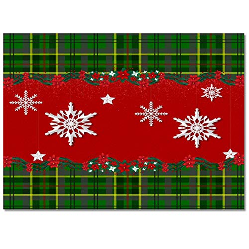 Indoor Area Rug - Welcome Mat Living Room Area Rugs Washable Non-Slip Floor Carpet for Bedroom Farmhouse Dorm (Christmas Snowflake Green Lattice, 2.7'x5')