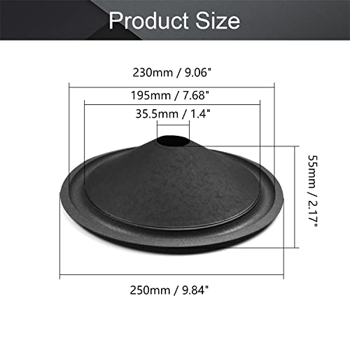 Fielect 10 inches Paper Speaker Cone Subwoofer Cones Drum Paper 1.5 inches Inner Diameter with Foam Surround 2Pcs