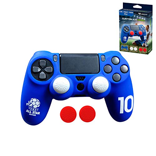 Subsonic Playstation 4 Customization Kit/Silicone Controller Cover PS4/PS4 Slim/PS4 Pro with Grips for Joysticks/Soccer Edition 2018 Blue France and Japan