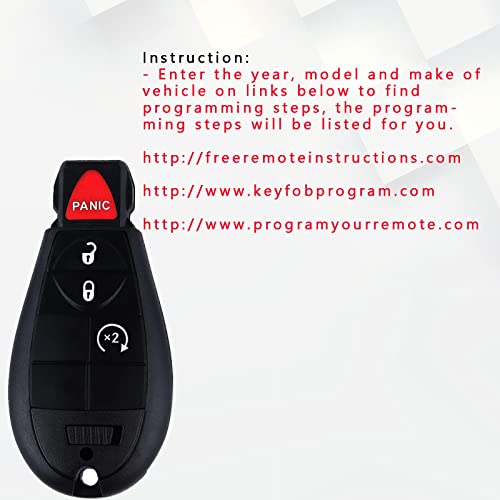 Keyless Entry Remote Control Car Key Fob for Dodge Ram 1500 2500 3500 Truck Pickup 2009-2012 Dodge Charger/Durango/Journey/Challenger/J eep Grand Cherokee/Commander (M3N5WY783X) Pack of 2