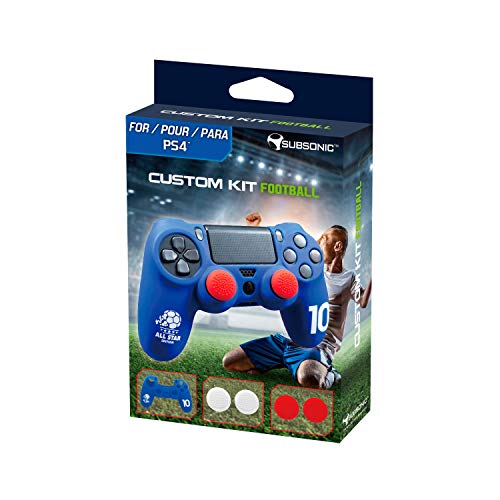 Subsonic Playstation 4 Customization Kit/Silicone Controller Cover PS4/PS4 Slim/PS4 Pro with Grips for Joysticks/Soccer Edition 2018 Blue France and Japan