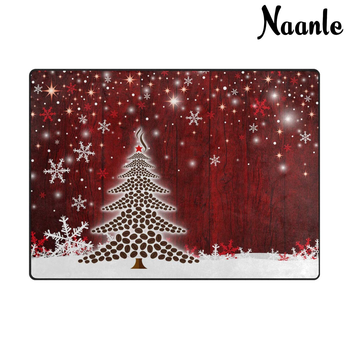 Naanle Winter Holiday Area Rug 3'x5', Christmas Tree Snowflake Polyester Area Rug Mat for Living Dining Dorm Room Bedroom Home Decorative