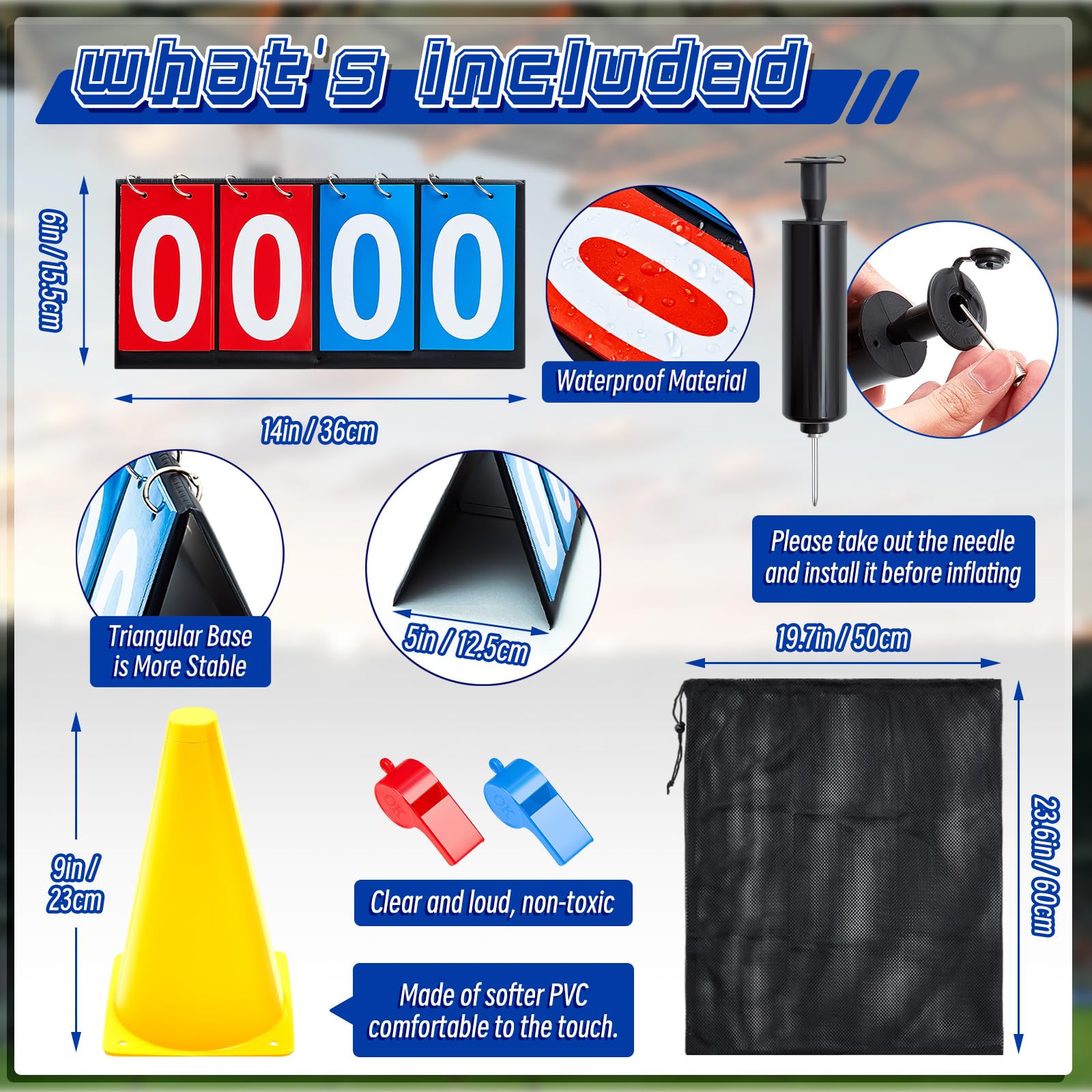 Liliful 20 Player Football Penalty Flags Set, Includes 1 Rugby 20 Adjustable Flag Belts 2 Whistles and Carrying Bag for Adult(Red and Blue)