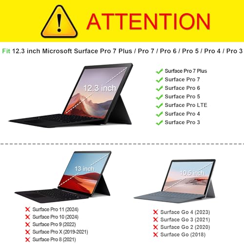 Fintie Case for 12.3 Inch Microsoft Surface Pro 7 Plus, Surface Pro 7/6/5/4/3 - Portfolio Business Cover with Pocket, Compatible with Type Cover Keyboard, Marble Pink