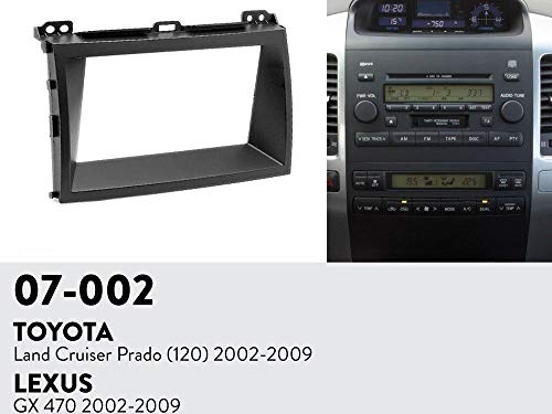 YuYue Radio Stereo Panel for 2002-2009 Toyota Land Cruiser Prado 120 Lexus Gx470 2 Din Car Radio Frame Fascia Panel DVD Stereo CD Panel Dash Mount Refit Installation Trim Kit Frame (Black)
