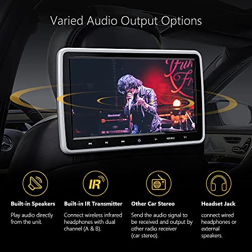 XTRONS Dual Car DVD Players 10.1 Inch Grade-A TFT Screen Portable Car Headrest CD Player with 2 New White Wireless IR Headphones Support HDMI Input, USB SD, AV in & Out, Region Free, 32 Bit Games
