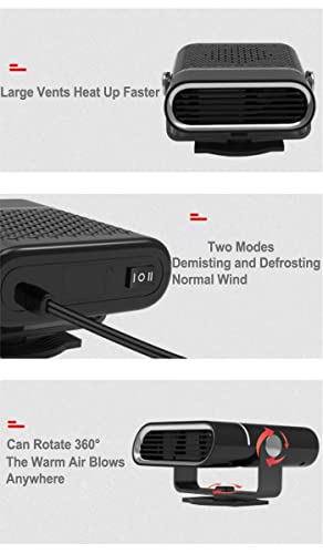 Arecwy Car Heater, 2 in 1 12V 120W Auto Car Windshield Heater Cooling Fan Auto Defogger 360 Degree Rotatable Heating Defrost