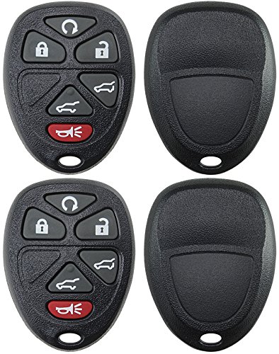 2 KeylessOption Replacement 6 Button Keyless Entry Remote Key Fob Shell Case and Button Pad -Black