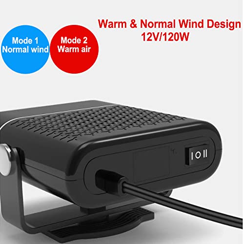 Arecwy Car Heater, 2 in 1 12V 120W Auto Car Windshield Heater Cooling Fan Auto Defogger 360 Degree Rotatable Heating Defrost