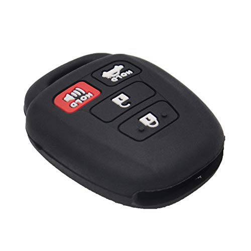 LemSa 2 Pack Keyless Entry Remote Car Key Fob Outer Shell Cover Soft Rubber Silicone Protector Keyless Jacket Case for Toyota Camry Avalon Corolla RAV4 Highlander Venza HYQ12BDM, Black Pink