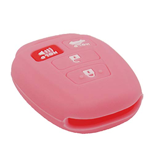LemSa 2 Pack Keyless Entry Remote Car Key Fob Outer Shell Cover Soft Rubber Silicone Protector Keyless Jacket Case for Toyota Camry Avalon Corolla RAV4 Highlander Venza HYQ12BDM, Black Pink