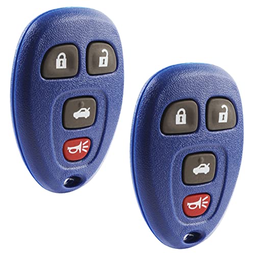 Replacement For 2005-2012 Buick Chevrolet Pontiac Saturn Blue 4-Button Keyless Entry Remote Fob 15252034 (Set of 2)