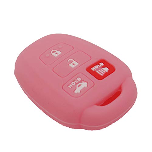 LemSa 2 Pack Keyless Entry Remote Car Key Fob Outer Shell Cover Soft Rubber Silicone Protector Keyless Jacket Case for Toyota Camry Avalon Corolla RAV4 Highlander Venza HYQ12BDM, Black Pink