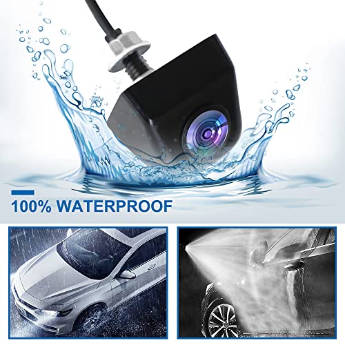 Front Backup Camera HD 720P Waterproof IP68 Super Night Vision Metal Shell 170 Degrees Wide View Angle Side Rear View Reverse Camera for Cars Pickup Trucks SUVs RVs Vans 12V (Black)