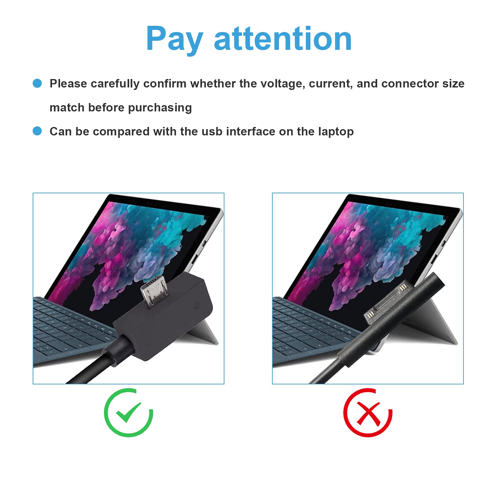 Surface 3 Charger 13W 5.2V 2.5A AC Power Adapter Charger Cord Replacement for Microsoft Surface 3, Model 1623 1624 1645 Tablet with USB Charging Port 4.9Ft Cable-1.5m(Not Compatible Surface Pro 3)