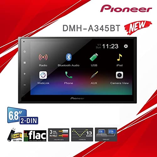 Pioneer 6.8" Double DIN Touchscreen Display, Apple iPhone and Android Music Support, Bluetooth in-Dash AM/FM Front USB Digital Multimedia Car Stereo Receiver/Free Alphasonik Earbuds