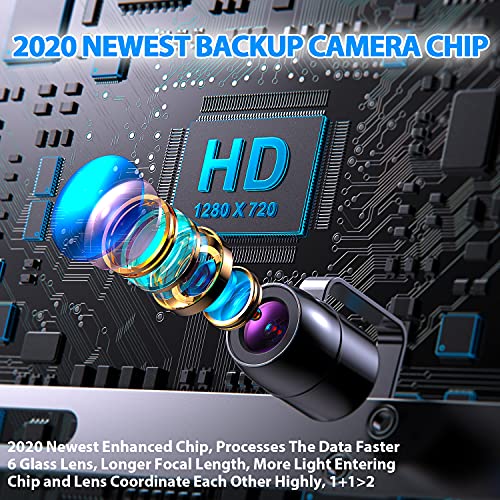 HD 720P eRapta ERT02 Backup Camera Front Rear View License Plate Reverse Universal for Pickup Truck Car SUV 149° Perfect Angle Night Vision Mirror Function Waterproof