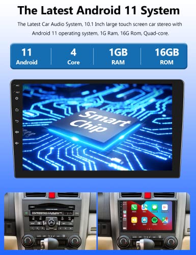 10 Inch Android Car Stereo Double Din with Wireless Carplay Android Auto, Touch Screen Car Radio Supports GPS Navigation, WiFi, Hi-Fi Sound, FM/RDS Radio, Split Screen+ Backup Camera