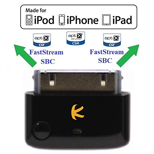 KOKKIA i10_Pro (Black) : Bluetooth Transmitter Splitter with aptX/Low-Latency aptX/FastStream/SBC codecs, Compatible with 30-pin iPod,iPhone,iPad. Compatible with AirPods. Compatible with Bose, etc.