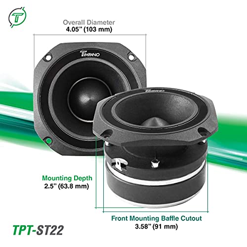 Timpano Super Tweeter TPT-ST22 Titanium Bullet Horn Tweeter, 8 Ohms 80 Watts RMS Power, 160 Watts Continuous Power, 1.75 Inch Voice Coil Super Tweeter for Pro Car Audio (Single)