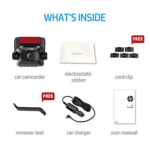 HP F650 Full HD 1080P Dash Cam, Built-in G-Sensor, 2" LCD 150° Wide Angle dashcam, Night Vision Car Dash Camera, Single Front Mini Dash Camera for Cars