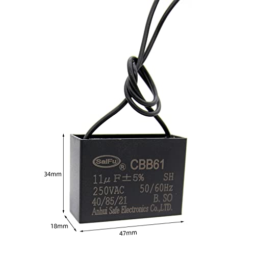AKZYTUE CBB61 Capacitor 11uf 250V AC Ceiling Fan 2 Wire 50/60Hz for Starting Electric Fan Generator Pump Motor