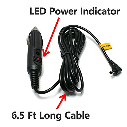 EDO Tech Car Adapter Cable Power Cord for Cobra Rad480i 250 350 450 500g 950 Xrs9955 Spx6655 Spx955 Spx5500 Esd9275 Esd9110 Esd7570 Rad450 Xrs9845 Xrs9880 Radar Laser Detector (6.5 ft Long)
