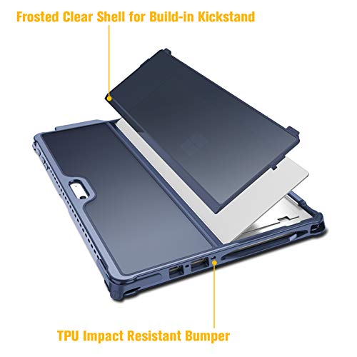 Fintie Hard Case for Microsoft Surface Pro 7 Plus, Surface Pro 7/6/5/LTE, Shockproof Folio Protective Rugged Cover Compatible with Type Cover Keyboard + Original Kickstand (Frost Blue)