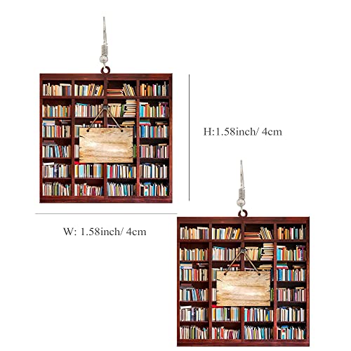 Teacher Earring for Women,Back to School Acrylic Earrings Book Lover Earrings Heart Librarian Grade Earring Decor Pendant Bookworm Gift for Book Lover ((bookcase)