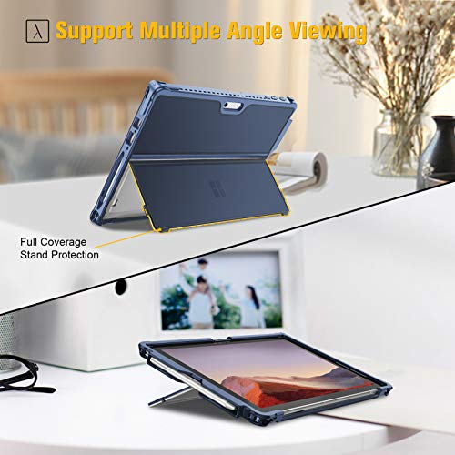 Fintie Hard Case for Microsoft Surface Pro 7 Plus, Surface Pro 7/6/5/LTE, Shockproof Folio Protective Rugged Cover Compatible with Type Cover Keyboard + Original Kickstand (Frost Blue)