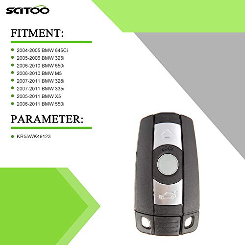 SCITOO 2pcs New Uncut Key Fob Keyless Entry Remote fit for X5 X6 Z4 for 1 3 5 6 7 Accessories KR55WK491