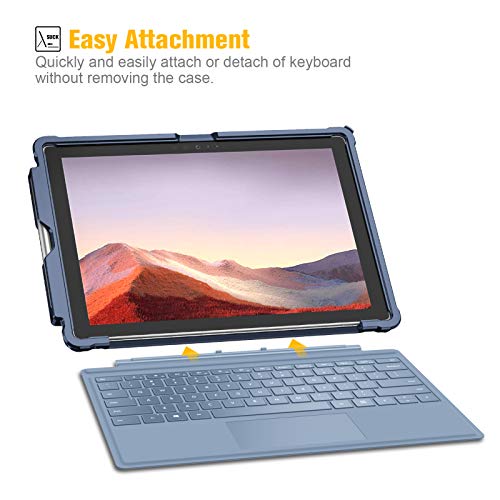 Fintie Hard Case for Microsoft Surface Pro 7 Plus, Surface Pro 7/6/5/LTE, Shockproof Folio Protective Rugged Cover Compatible with Type Cover Keyboard + Original Kickstand (Frost Blue)