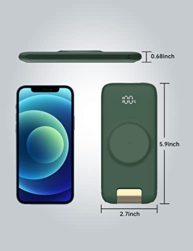 Wireless Portable Charger Fast Charging, Power Bank with Built in Cable, 10000mAh Ultra Slim Mobile Power Bank, Six Output & Dual Input External Battery Pack Compatible with iPhone, Android etc