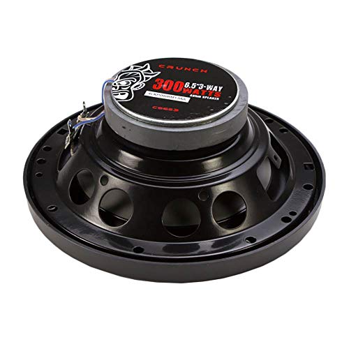 Crunch CS-653 300 Watts 6.5-Inch 3-Way 4 Ohms Car Audio CS Speakers with Dome Tweeters and Stamped Steel Basket, Black, 2 Pack