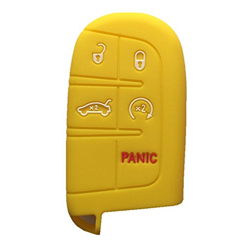Yellow Key Case Cover Jacket Silicone Rubber Fob Keyless Remote Holder Skin fit for JEEP FIAT DODGE Smart Remote Key Case