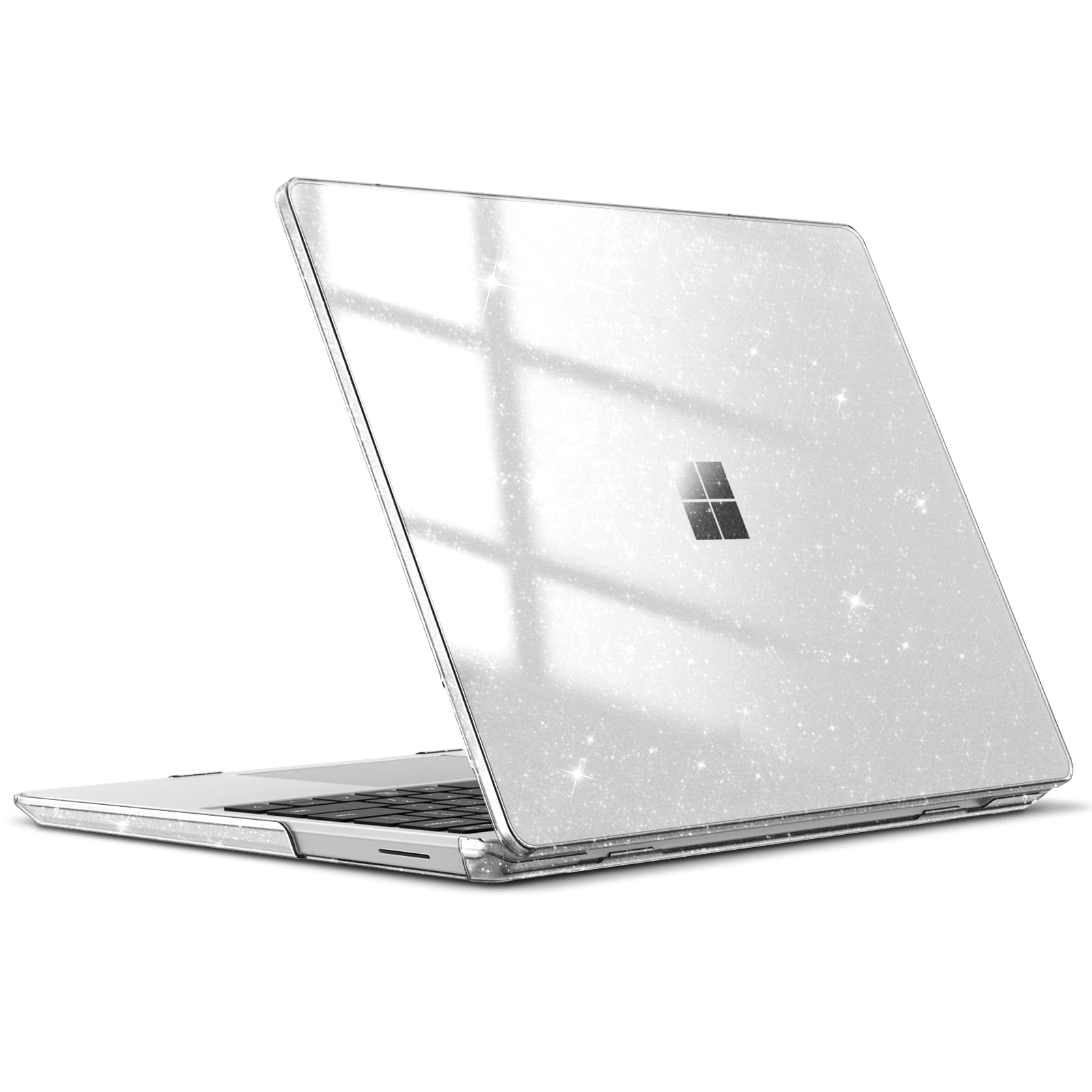 Fintie Case for 12.4 Inch Microsoft Surface Laptop Go 3/2/1 (2023/2022/2020) Model: 2013 1943 - Protective Snap On Hard Shell Cover, Glittering Clear