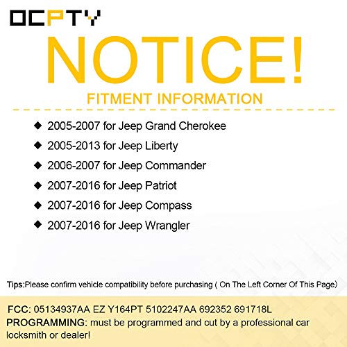 OCPTY 5102247AA 1 X Flip Key Entry Remote Control Key Fob Ignition key Transmitter Replacement for j eep for Grand for Cherokee for Liberty for Commander for Patriot for Compass for Wrangler 5102247AA