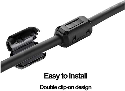 XShine Pack of 20 Clip-on Ferrite Ring Core Black RFI EMI Noise Suppressor Cable Clip for 5mm/7mm/9mm/13mm Diameter Cable