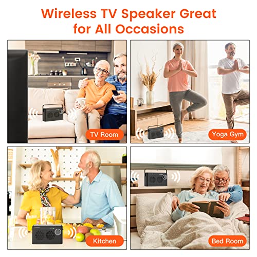 Tosima TV-8000 Wireless Speaker for TV, Easy Control Portable TV Soundbox for Hard of Hearing, Elderly Parent,Rechargable 8 Hours Battery, AUX3.5mm, 2.4G RF Transimitter 100Ft Range