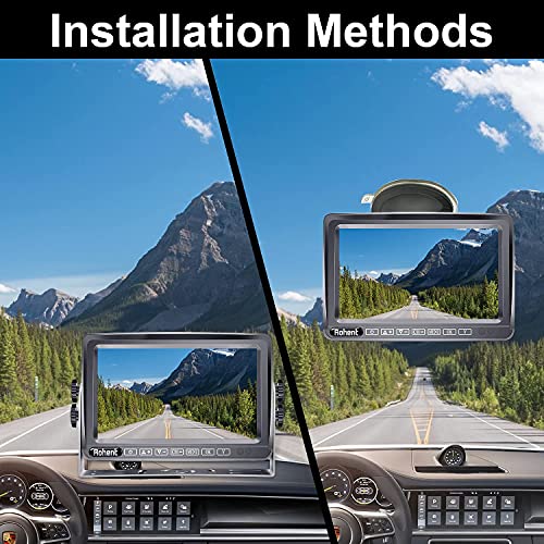 Rohent RV Backup Camera Wired HD 1080P 7 Inch Monitor DVR Recording Touch Button Split Screen Two Channels Rear View Reverse Cam System Waterproof Infrared for Car Truck Travel Trailer Camper N04
