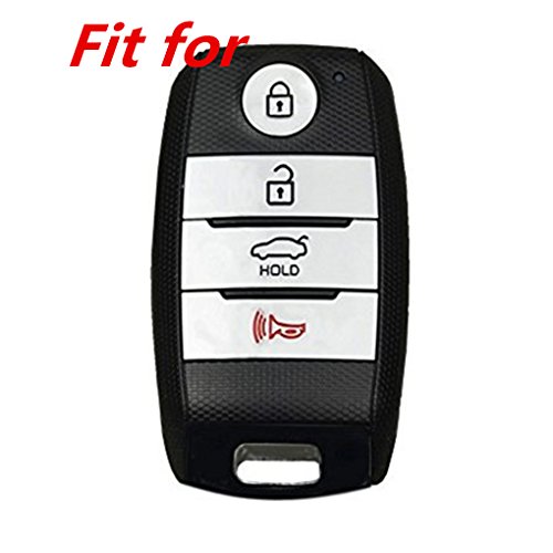 WFMJ Leather for Kia Optima K3 K6 Cerato Forte Sorento Rio Rio5 Rondo Carens Remote Smart 4 Buttons Key Case Holder Cover Fob Chain (Black)