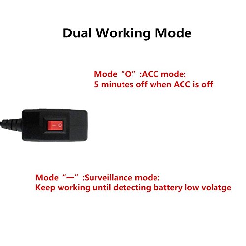 REARMASTER Universal OBD Power Cable for Dash Camera,24 Hours Surveillance/Acc Mode with Switch Button(Micro USB Port)