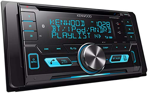 Kenwood Double-DIN In-Dash CD/MP3/USB Bluetooth AM/FM Car Stereo Receiver High Resolution Audio Compatibility Pandora/iHeart Radio/Spotify/iPhone and Android App Ready with ALPHASONIK EARBUDS