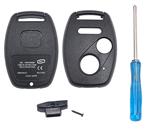 3 Buttons Replacement Key Fob Cover Case fit for Honda 2003-2012 Accord 2006-2013 Civic EX 2009-2015 Pilot 2005-2006 CR-V Ridgeline Odyssey Keyless Entry Key Fob Shell (2+1, Black)
