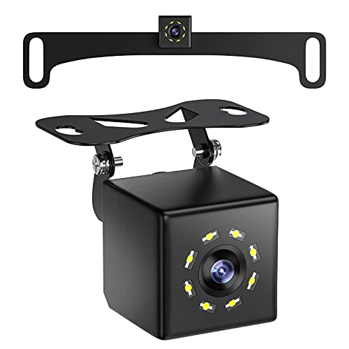 Backup Camera for Car Front & Back Rear View Camera: Night Vision HD 170 Degree Wide View Angle with 8 LEDs, License Plate Backup Camera Waterproof Reverse Camera for Cars/Truck/Camper